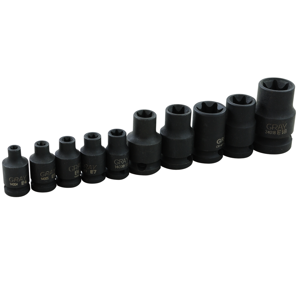 1/4", 3/8" & 1/2" Dr. 10 Piece Female Torx® Impact Socket Set – Gray ...